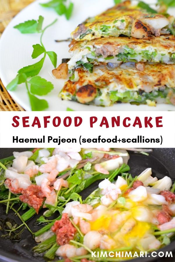 Korean Scallion Seafood Pancake with Minari - Kimchimari