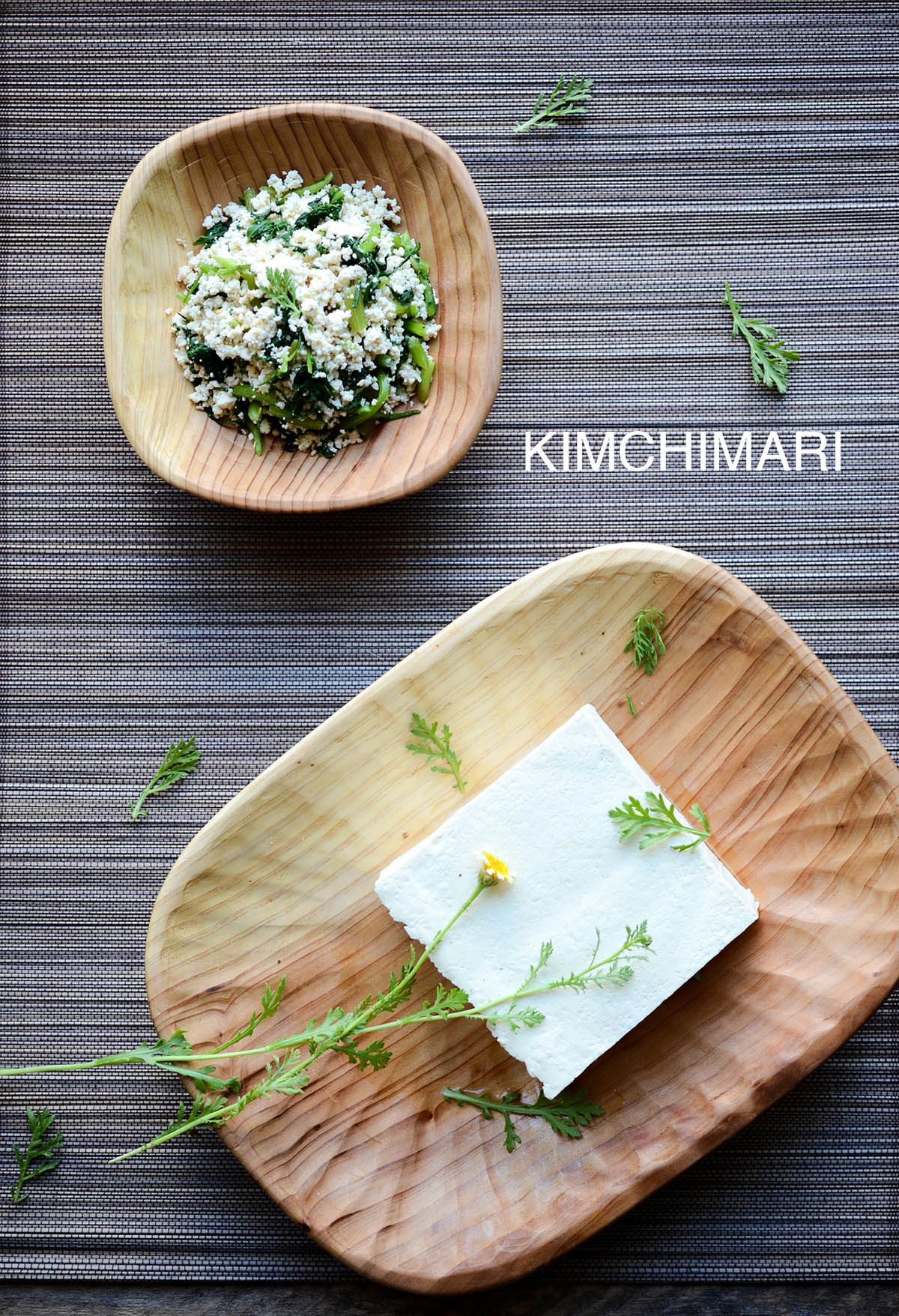 Simple Tofu Recipe - Crown Daisy (Ssukgat) Dubu Muchim - Kimchimari