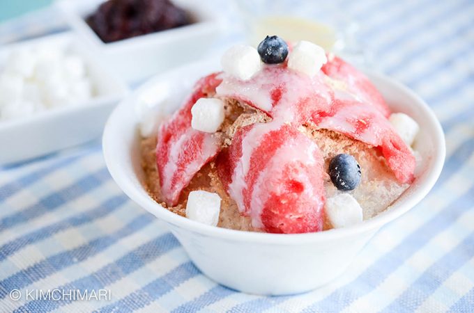 Bingsu 2 - Korean Shaved Ice Dessert with Watermelon - Kimchimari