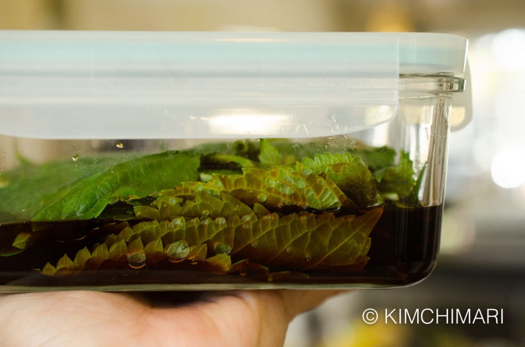 Perilla Leaves Pickled in Tangy Soy Sauce (Kkaetnip Jangajji) - Kimchimari