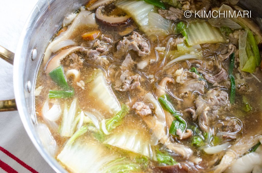 Bulgogi Hot Pot with Glass Noodles (Bulgogi Jeongol) - Kimchimari