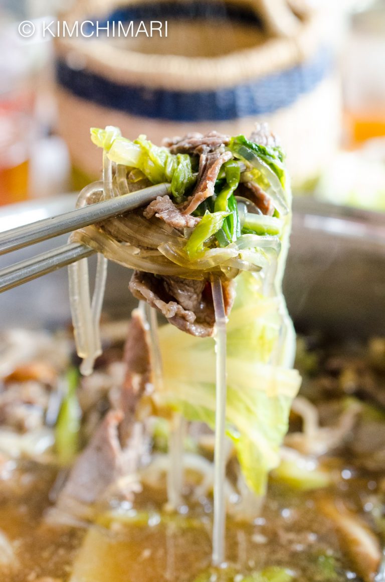Bulgogi Hot Pot with Glass Noodles (Bulgogi Jeongol) - Kimchimari