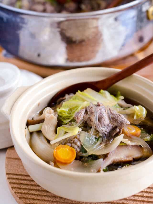 Bulgogi Hot Pot with Glass Noodles (Bulgogi Jeongol) - Kimchimari