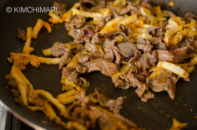 Bulgogi Kimchi Pasta (Spaghetti or Linguine) - GF - Kimchimari