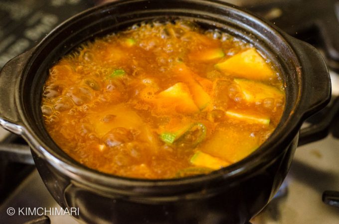 Beef Doenjang Jjigae (Soybean Paste Stew) using Restaurant Kalbi ...