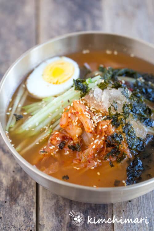 Easy Cold Kimchi Noodle Soup (Kimchimari Guksu) for Summer! - Kimchimari